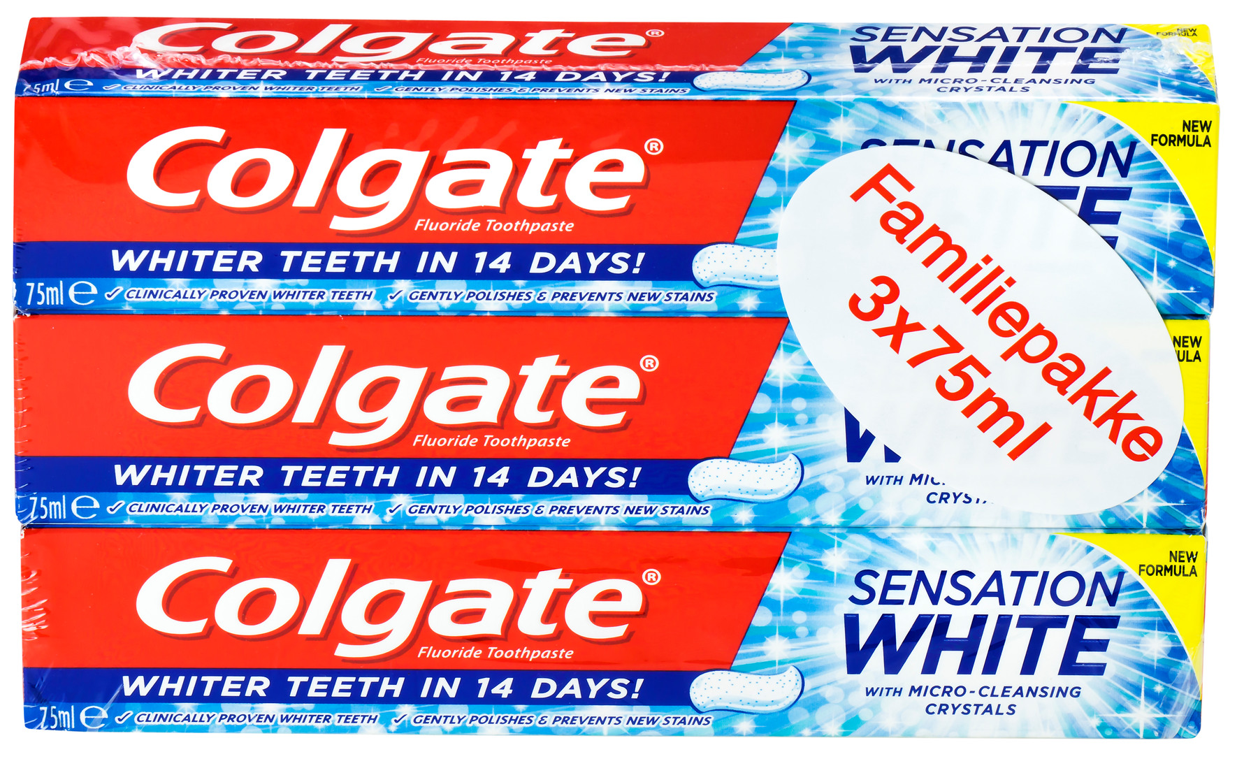 Køb Colgate Tandpasta Sensation white 3-pak - Promo - Matas