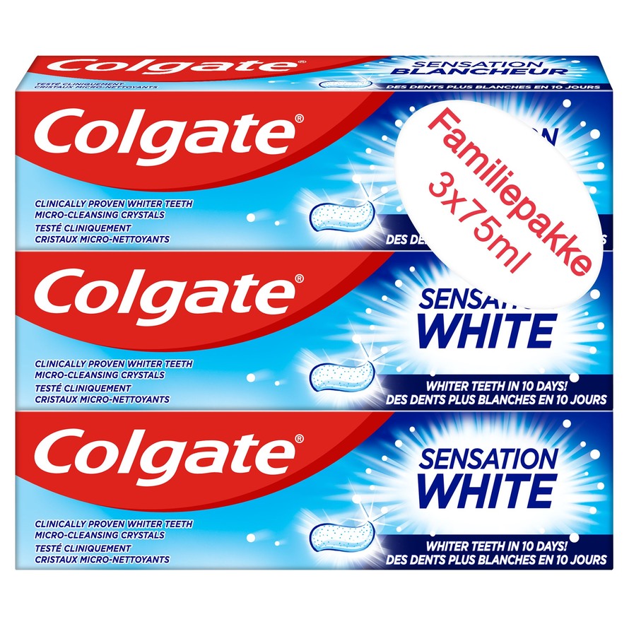 Køb Colgate Tandpasta Sensation white 3-pak - Promo - Matas
