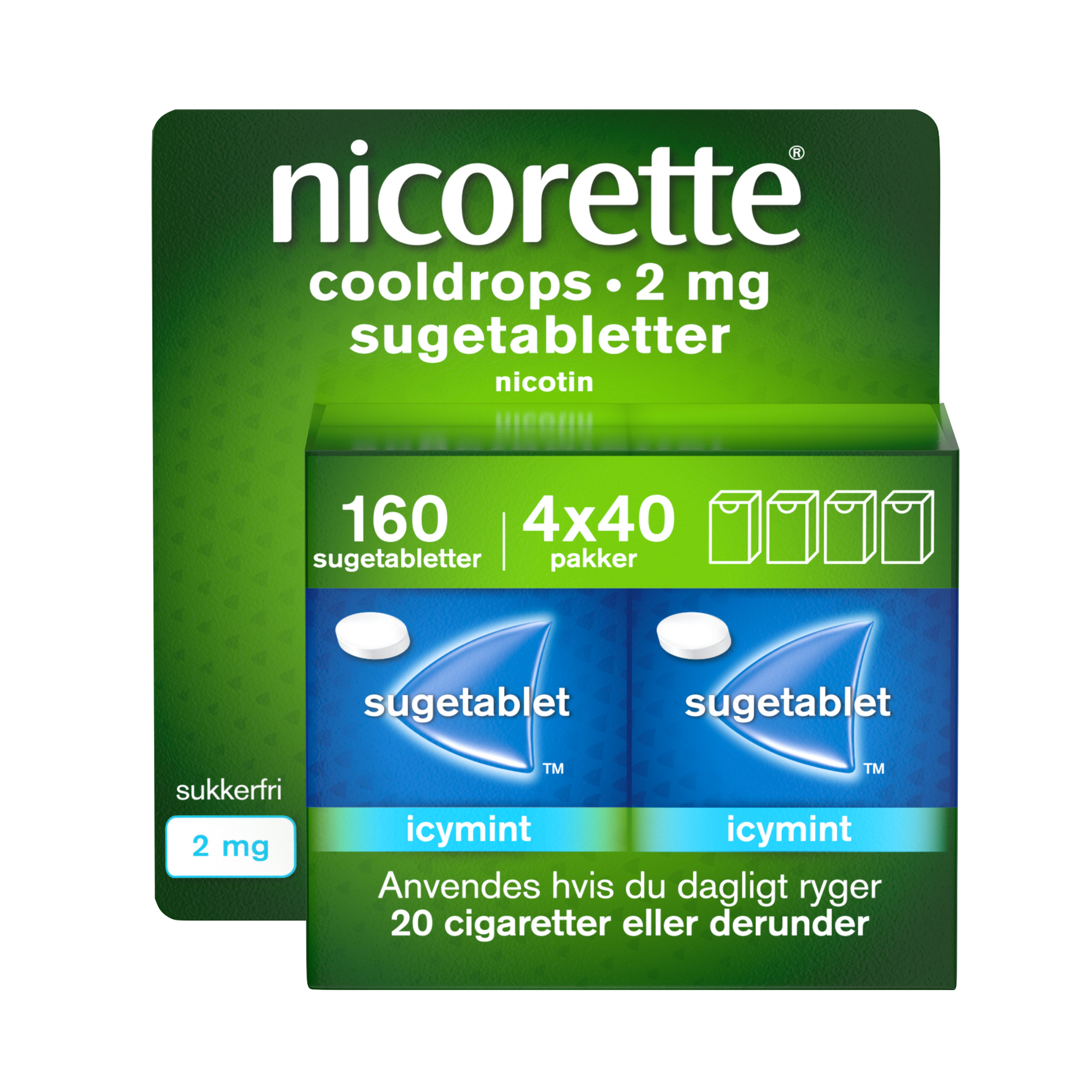 Køb Sugetablet Cooldrops Icymint 2 mg 160 stk fra Nicorette® - Matas