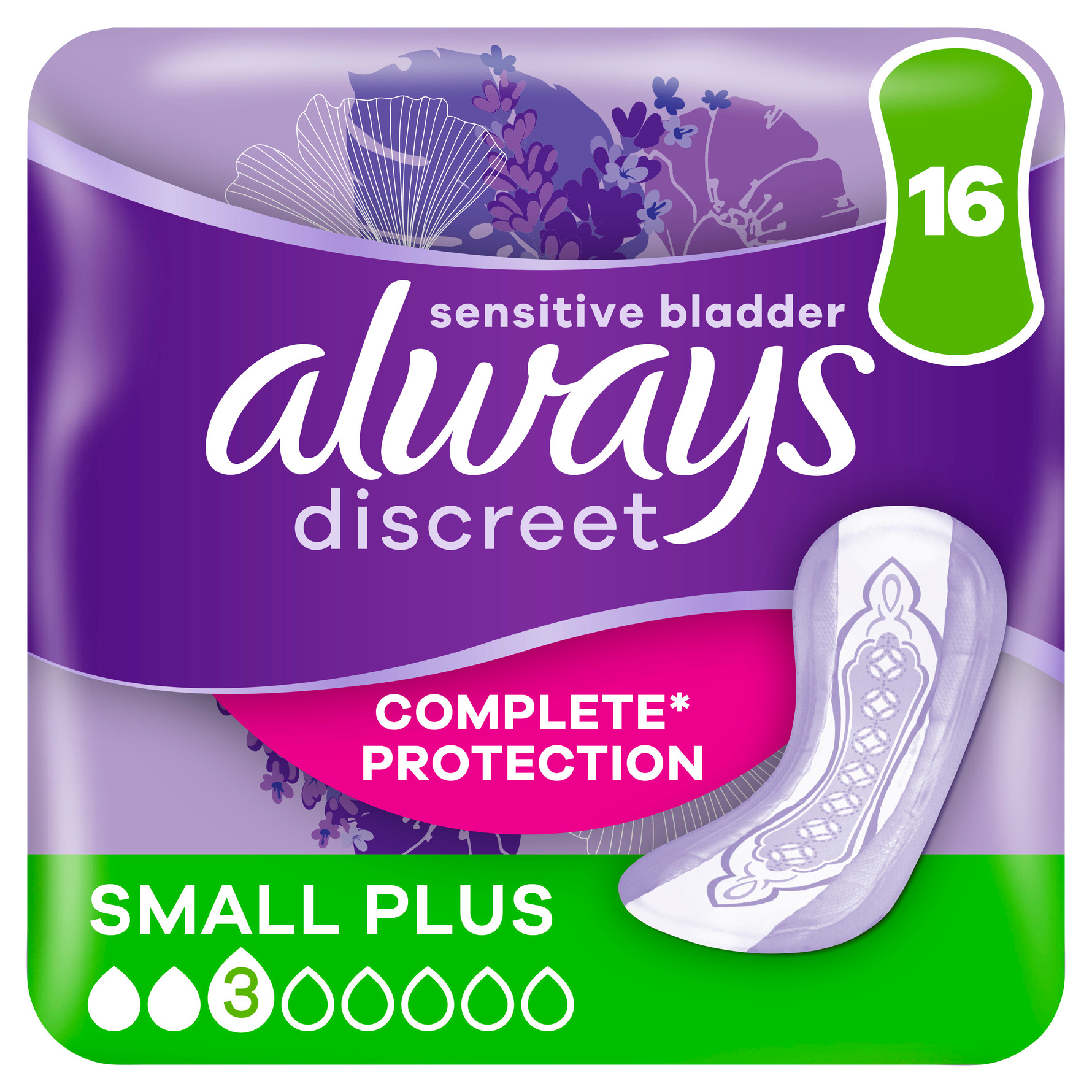 Køb Discreet Inkontinensbind Small Plus 16 stk fra Always - Matas