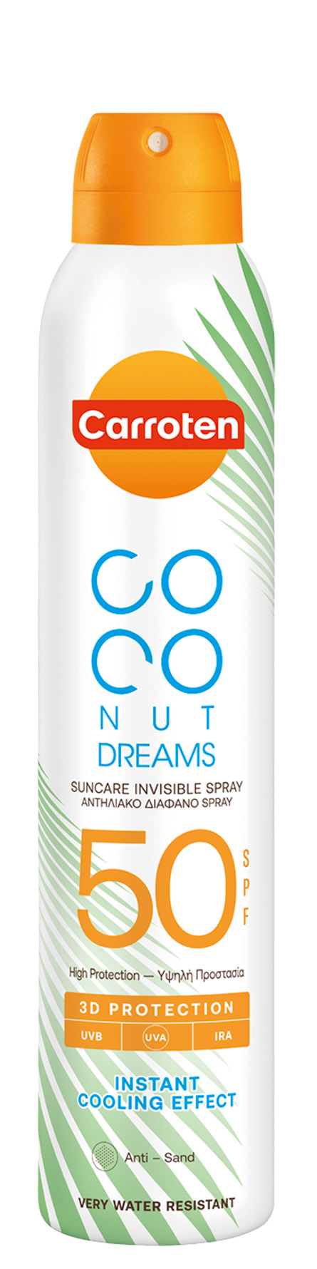 Køb Coconut Dreams Suncare Dry Mist Spray SPF 50 200 ml fra Carroten ...