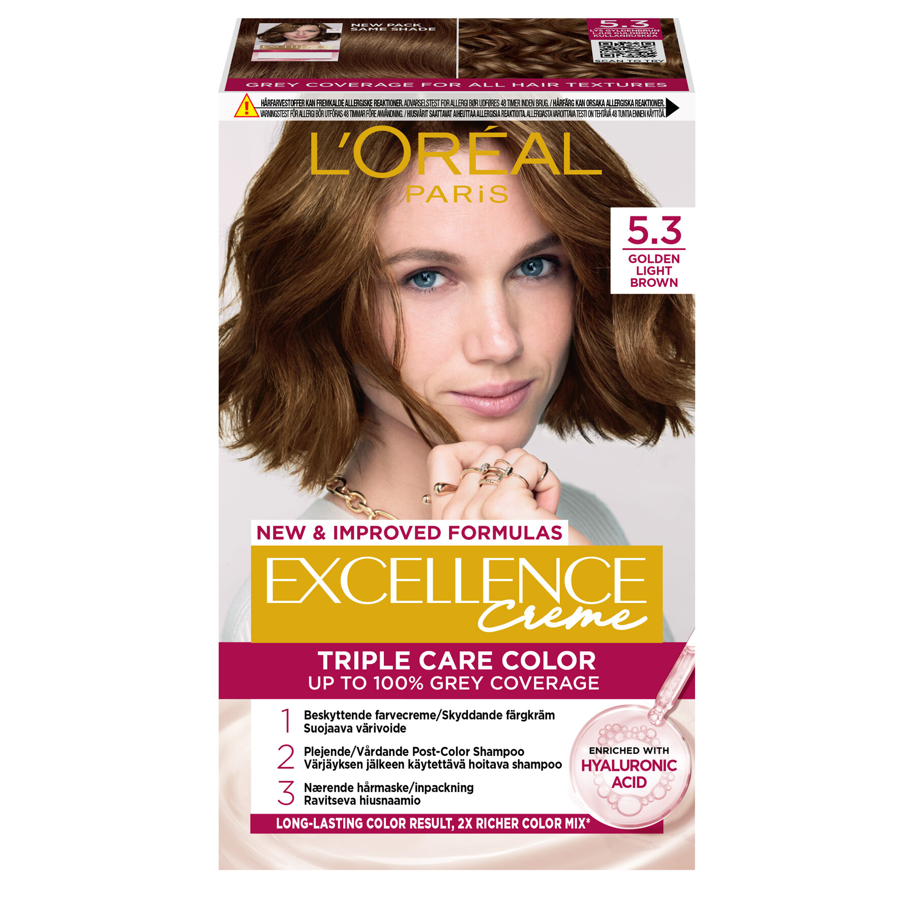 Køb Excellence Creme Permanent Color 5.3 Lys Gyldenbrun fra L'Oréal ...