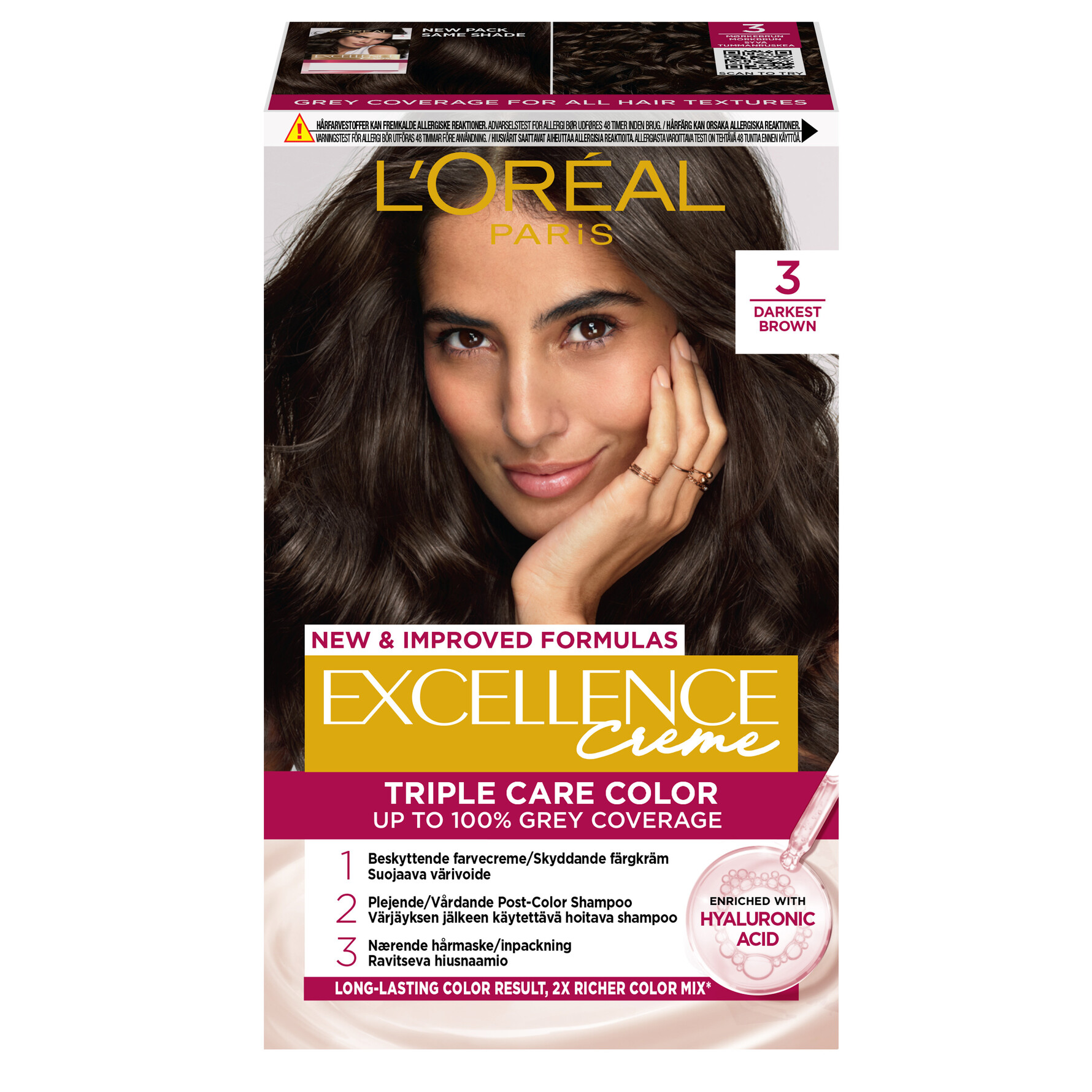 Køb Excellence Creme Permanent Color 3 Mørkebrun fra L'Oréal Paris - Matas