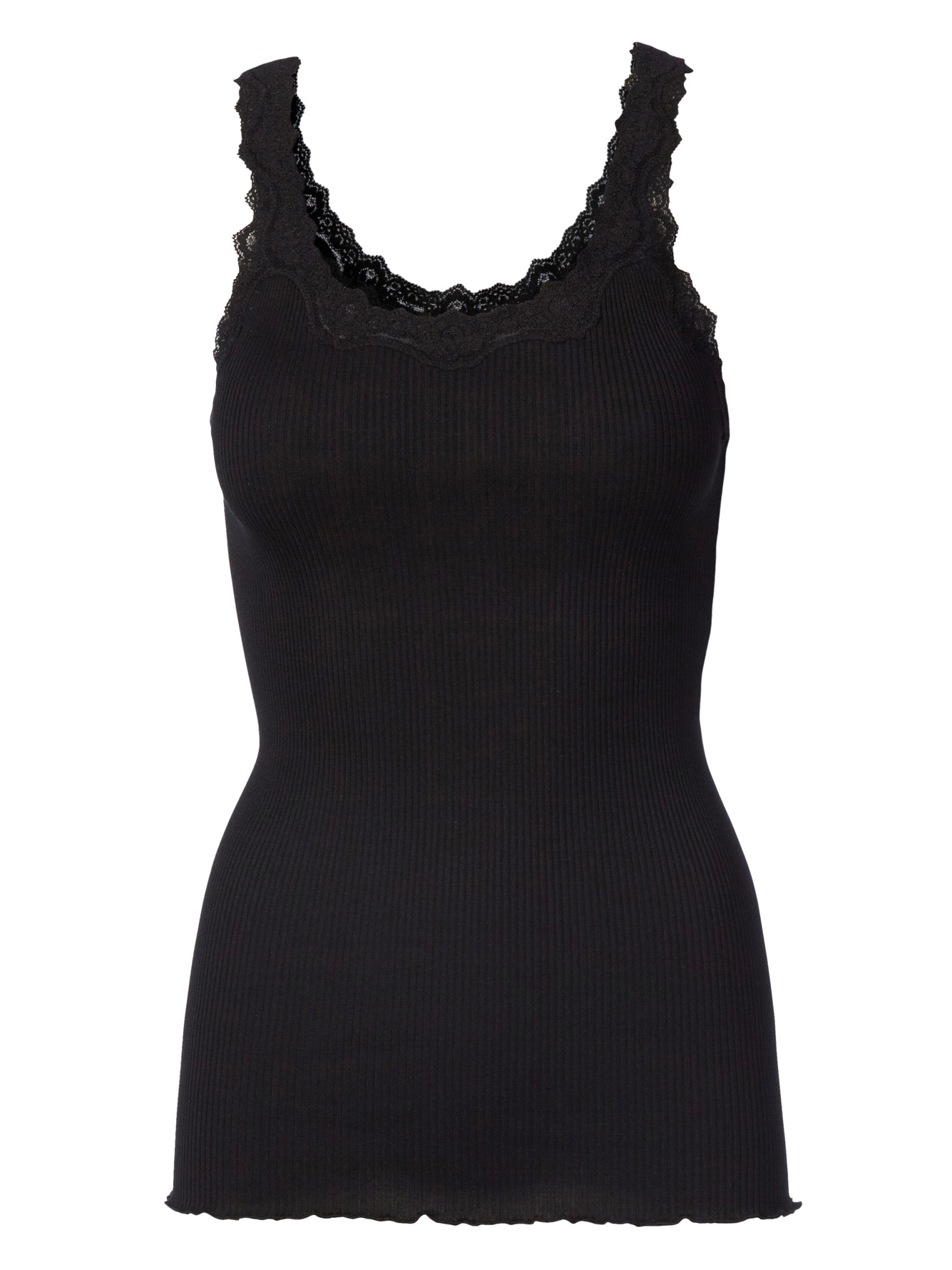 Køb RWBabette Silk SL Deep Back Lace Top Black XL fra Rosemunde - Matas