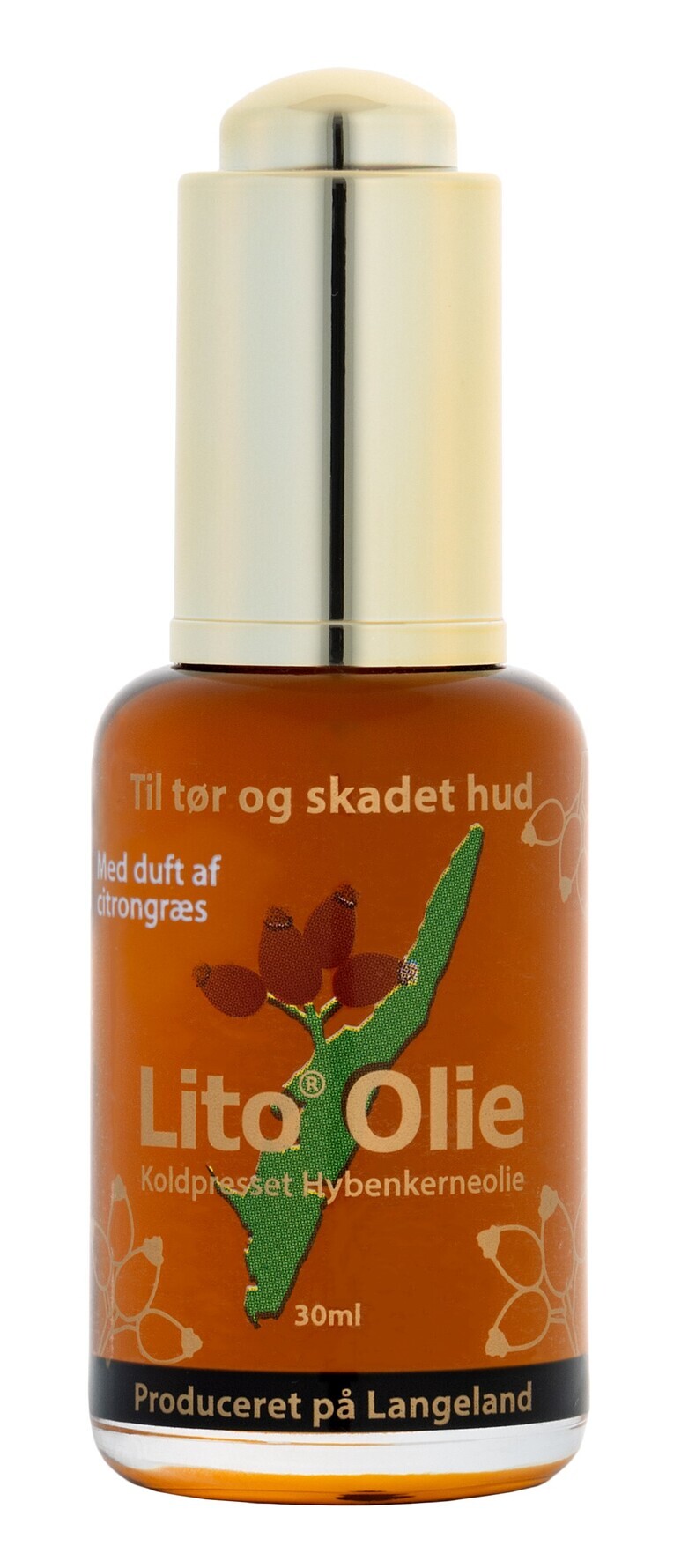 Køb Lito® Olie Hybenkerne Koldpresset Citrongræs 30 ml fra Hyben Vital ...