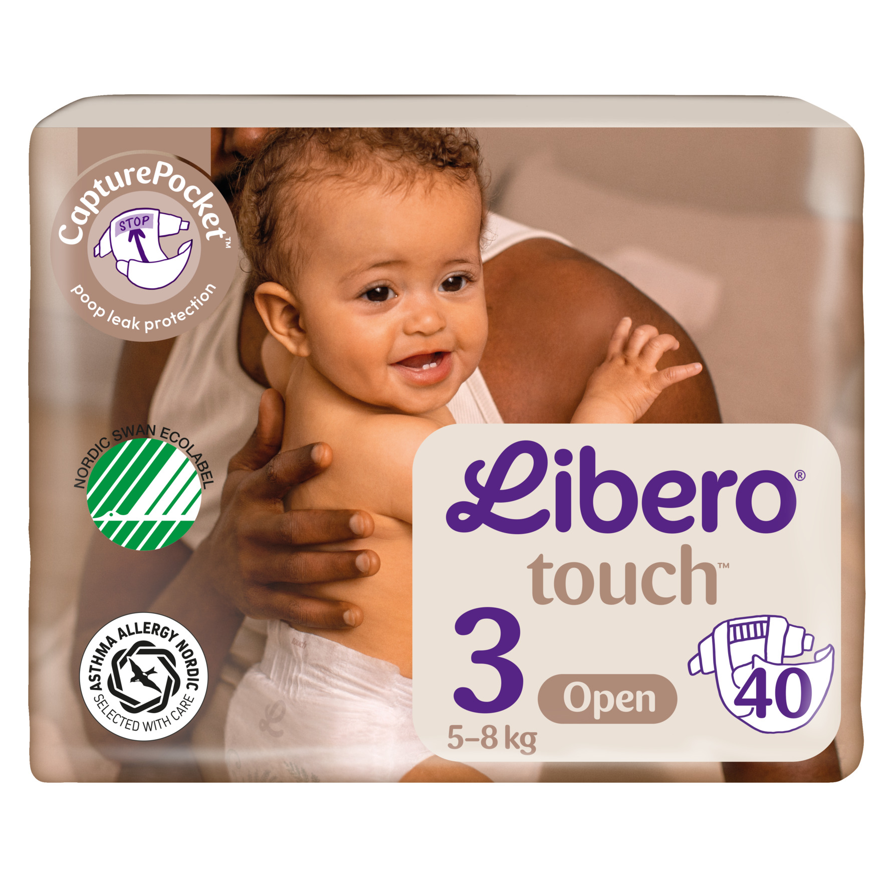 Køb Touch Åbne Bleer Str. 3, 5-8 kg - 40 stk fra Libero - Matas