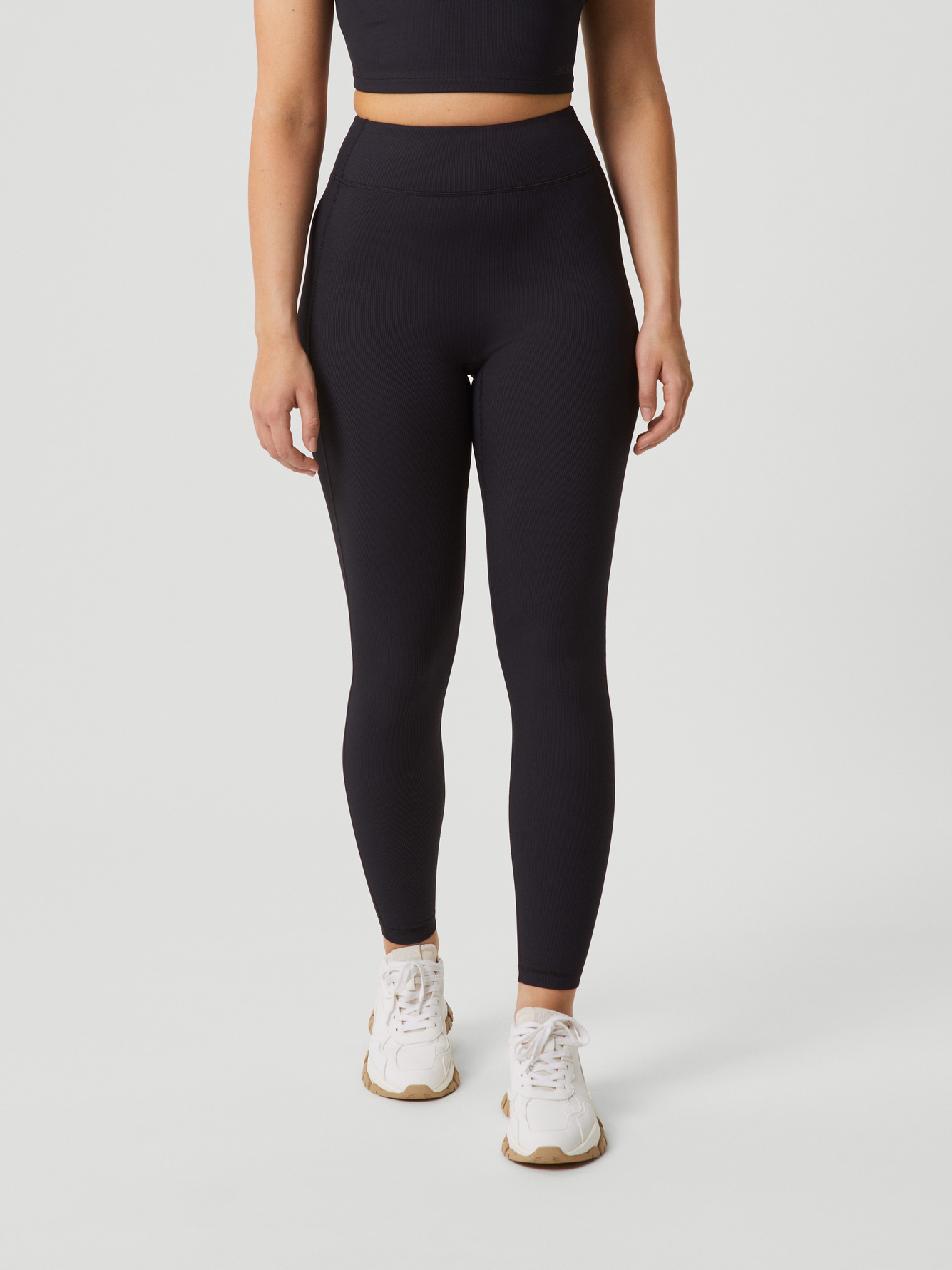 Køb Studio Highwaist Rib Tights Black M Black M fra Björn Borg - Matas