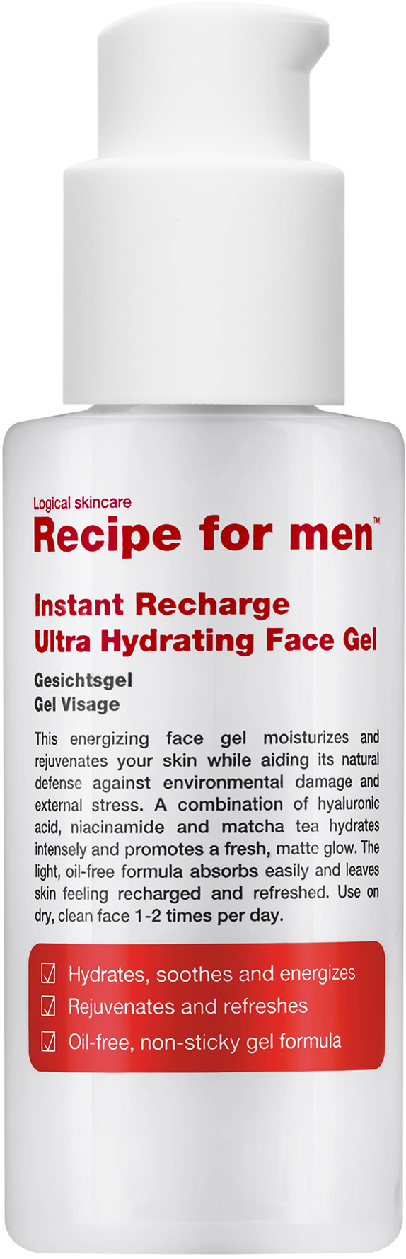 Køb Ultra Hydrating Face Gel 75 ml fra Recipe For Men - Matas