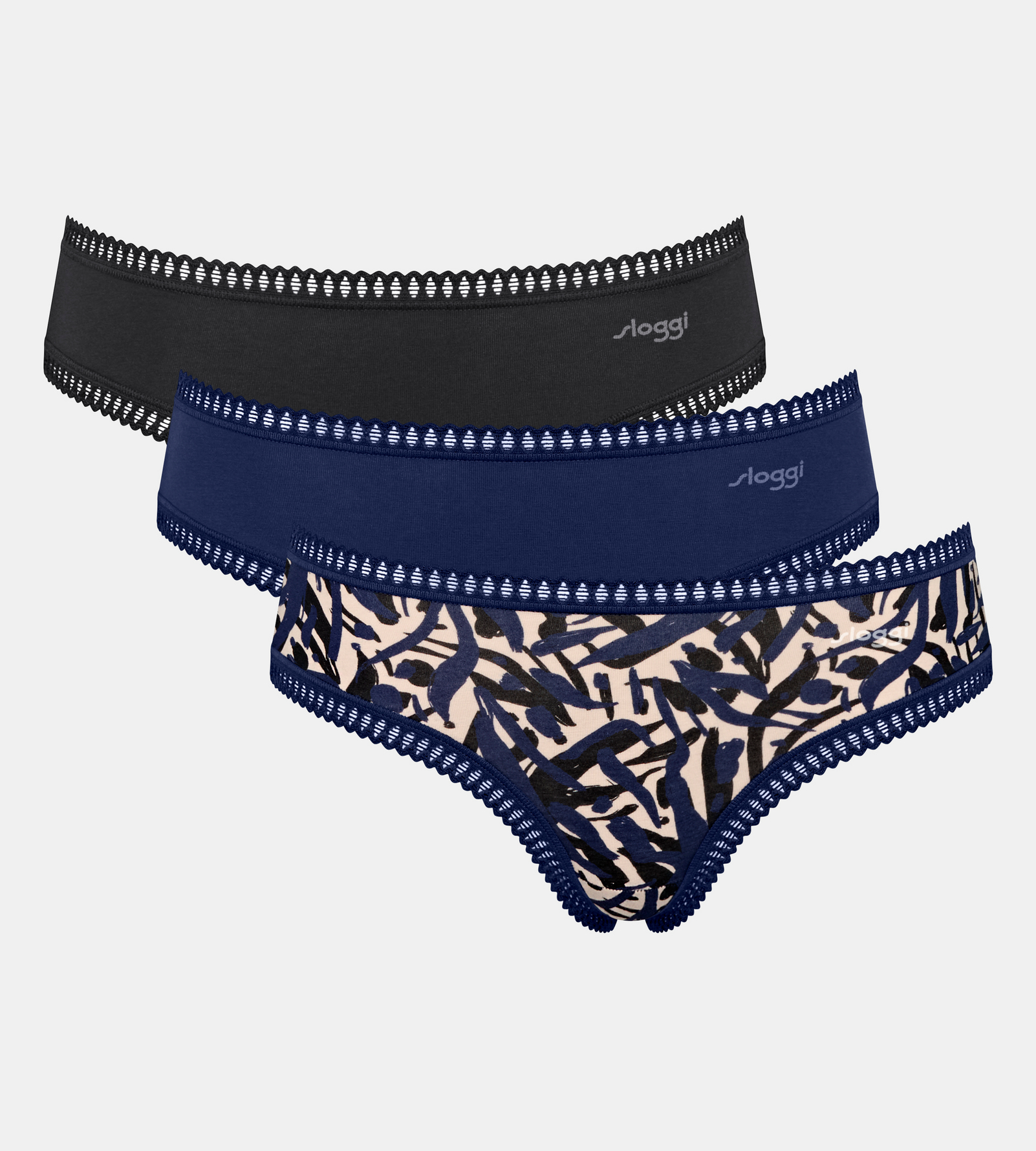 Køb Go Crush Hipster 3-Pak Blue - Dark Combination L fra Sloggi - Matas