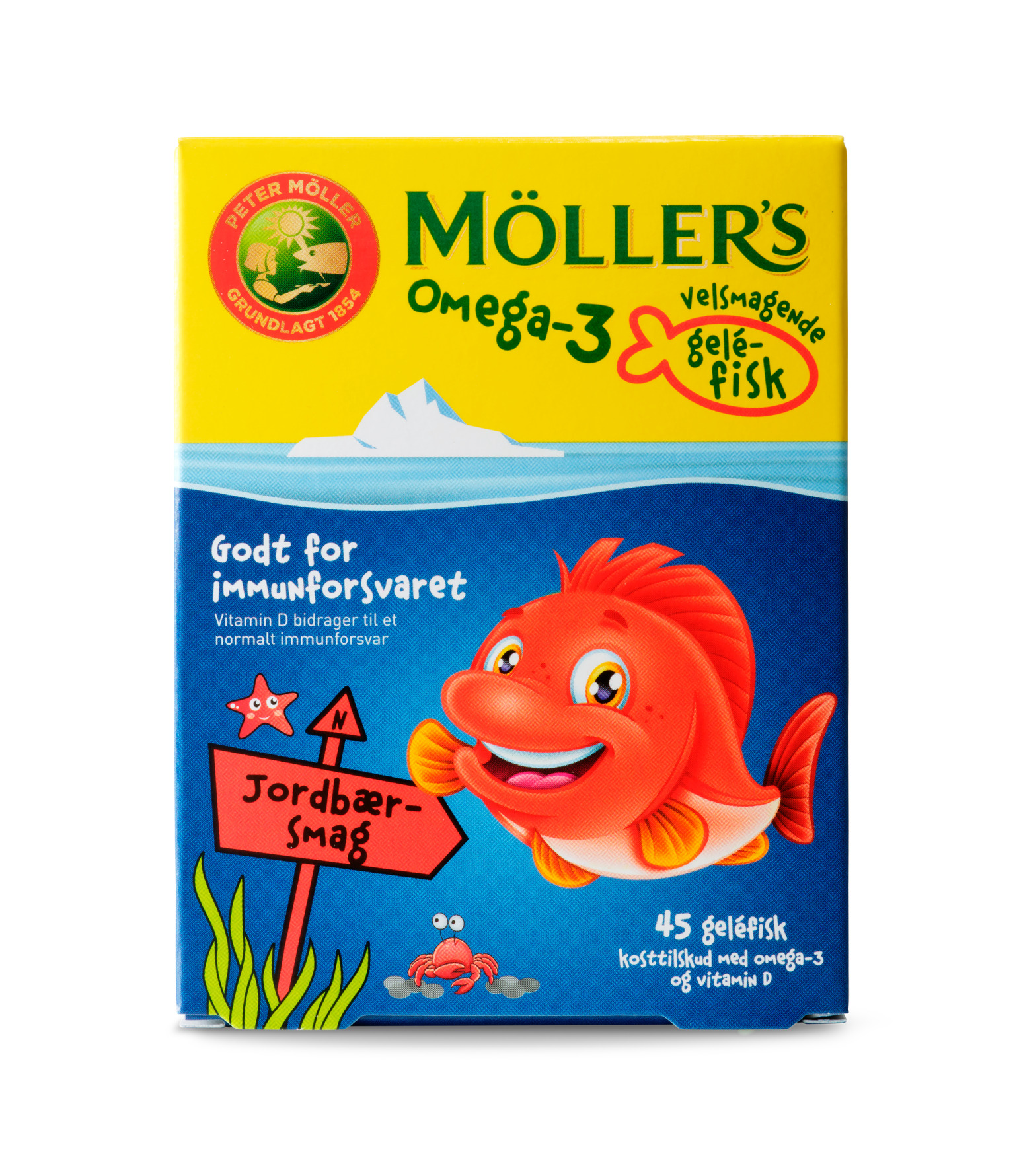 Køb Møllers Tran Omega-3 fisk Jordbær, 45 styk 45 styk - Matas
