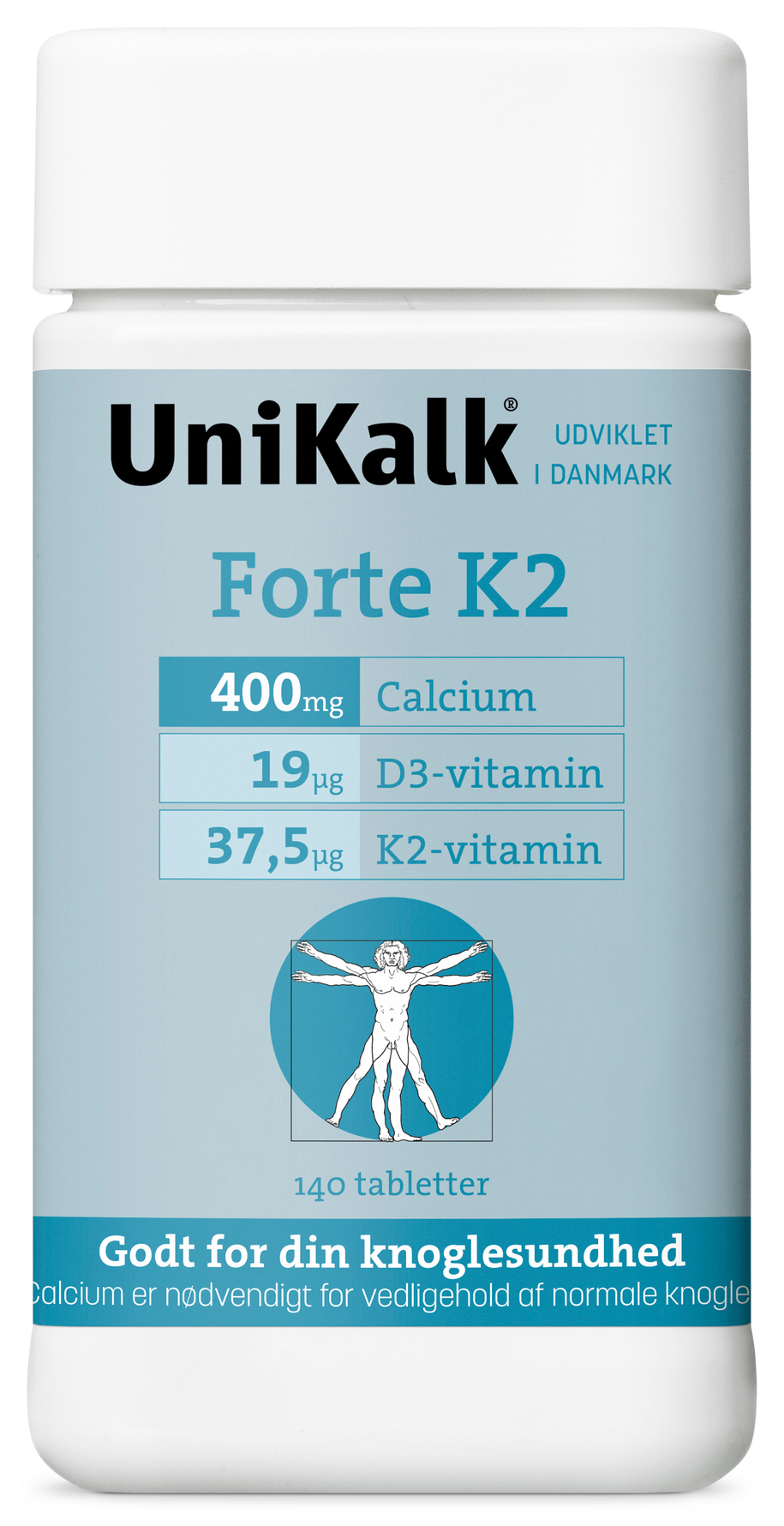 Køb Forte K2 - Kalk 400 mg, K2 37,5 µg og D-vitamin 19 µg 140 tabl fra ...