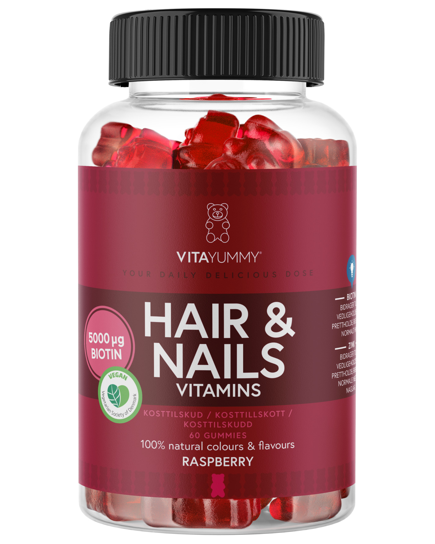 Køb Hair & Nails Raspberry 60 stk. fra VitaYummy - Matas