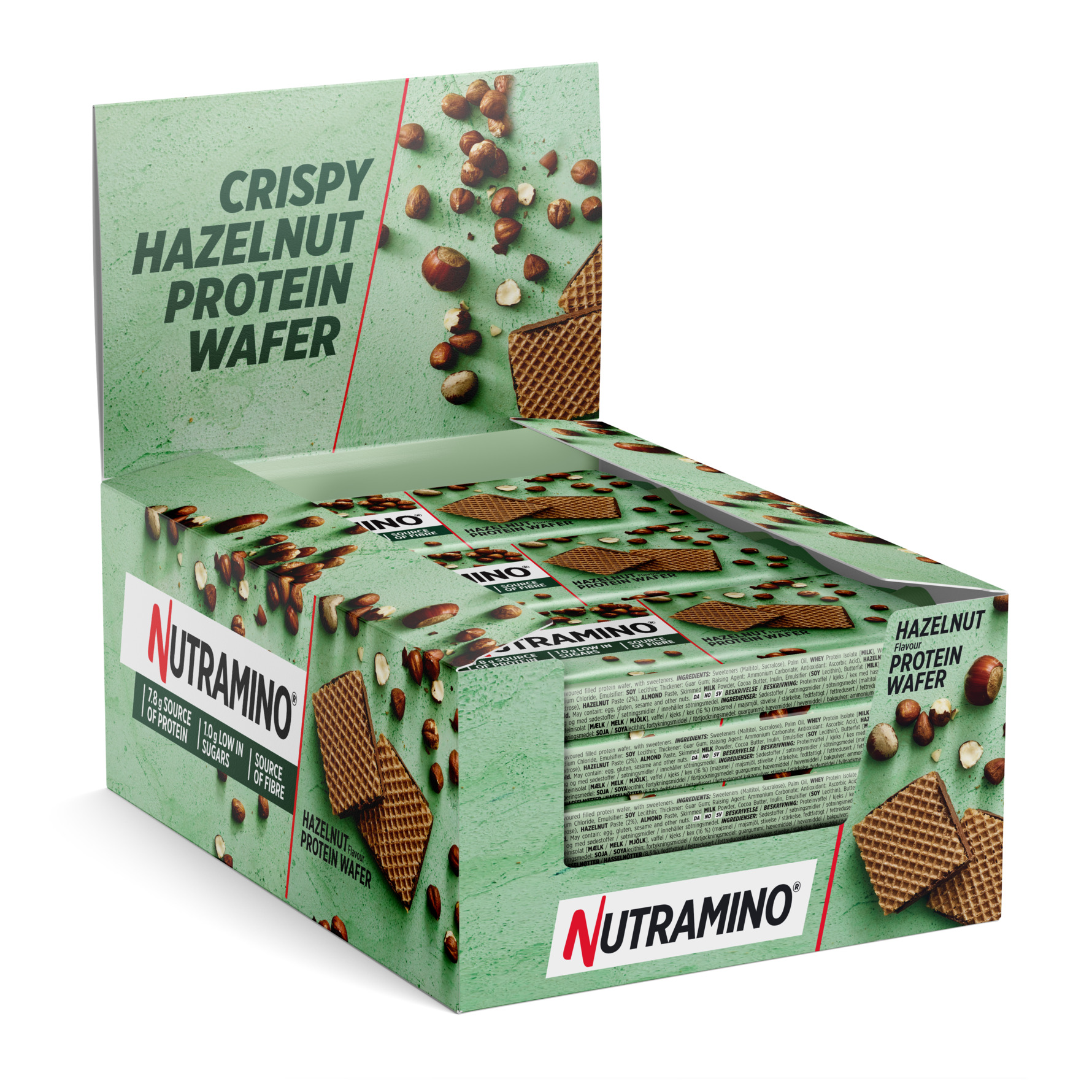 Køb Proteinbar Wafer Hazelnut 39 g 12 stk. (1 kasse) fra Nutramino - Matas