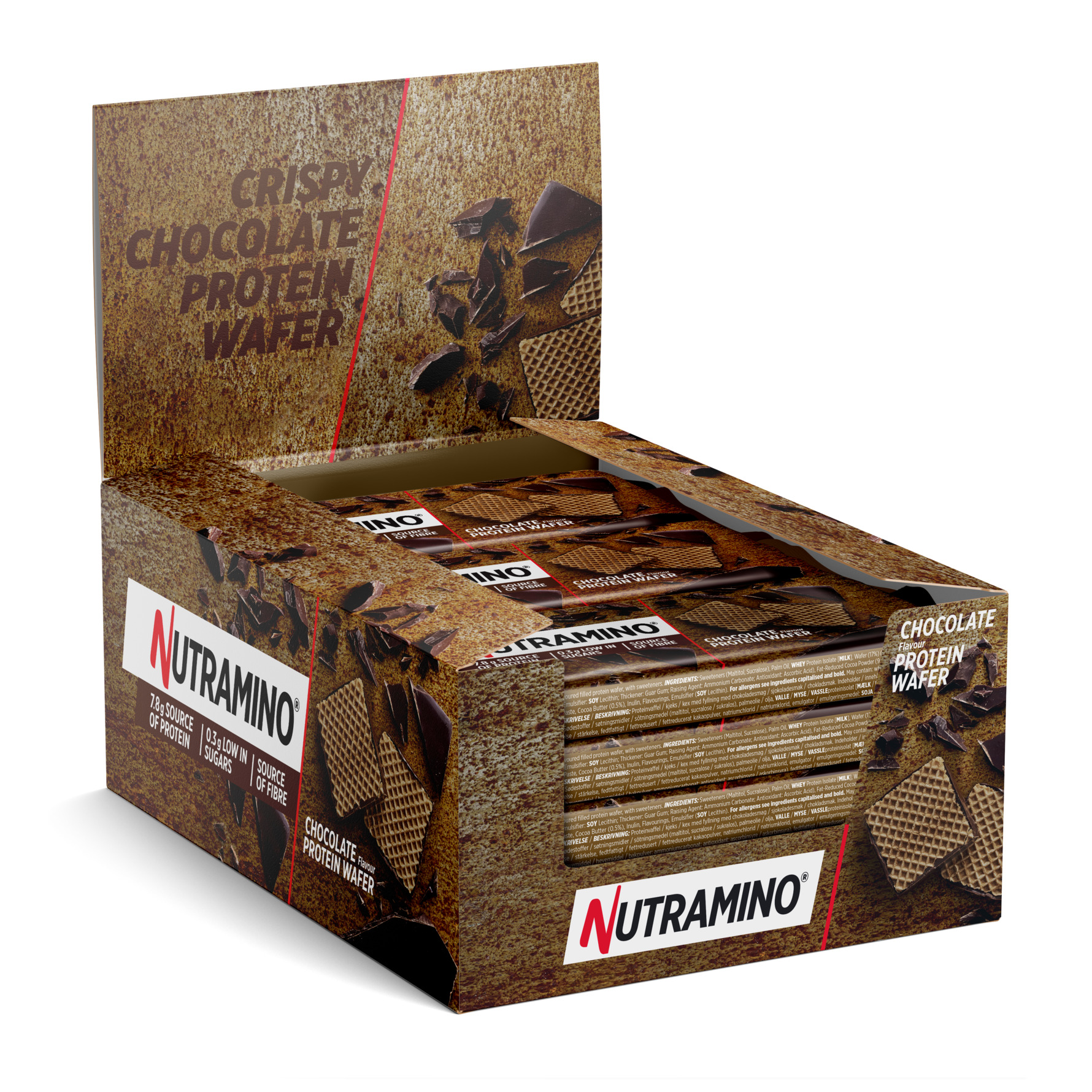 Køb Proteinbar Wafer Chocolate 39 g 12 stk. (1 kasse) fra Nutramino - Matas