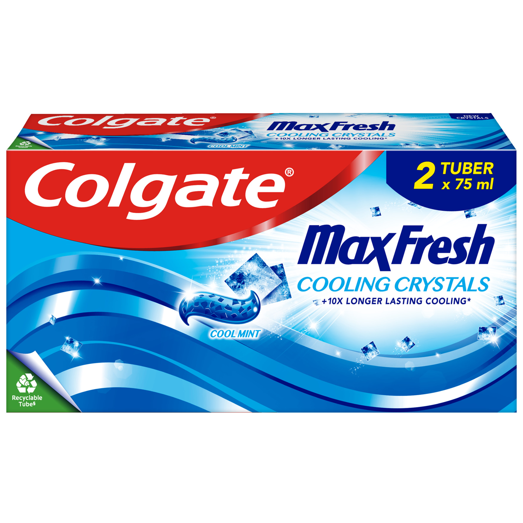 Køb Tandpasta Max Fresh Cool Mint 2x75 ml fra Colgate - Matas