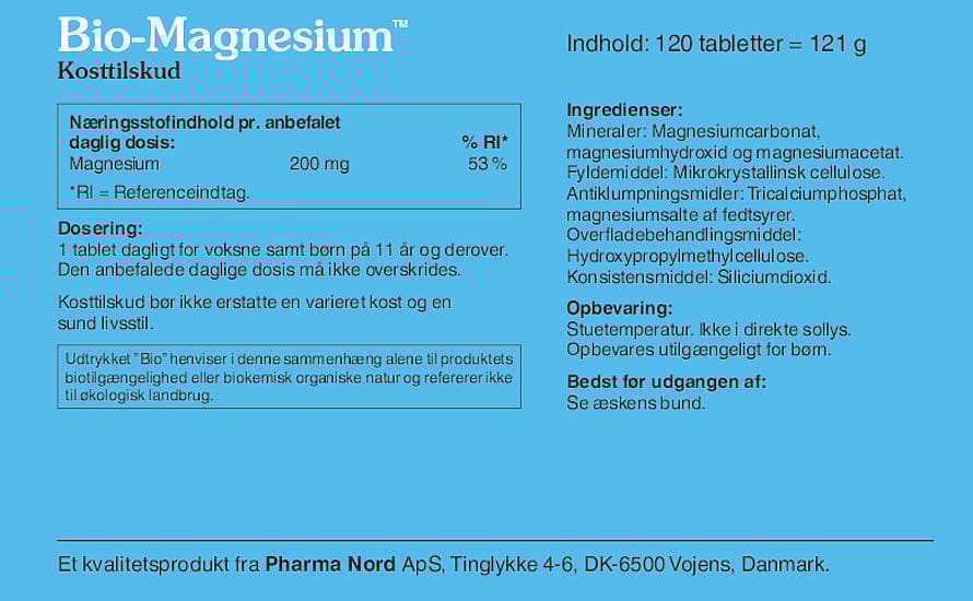 Køb Bio-Magnesium 200 mg 120 kaps. fra Pharma Nord - Matas