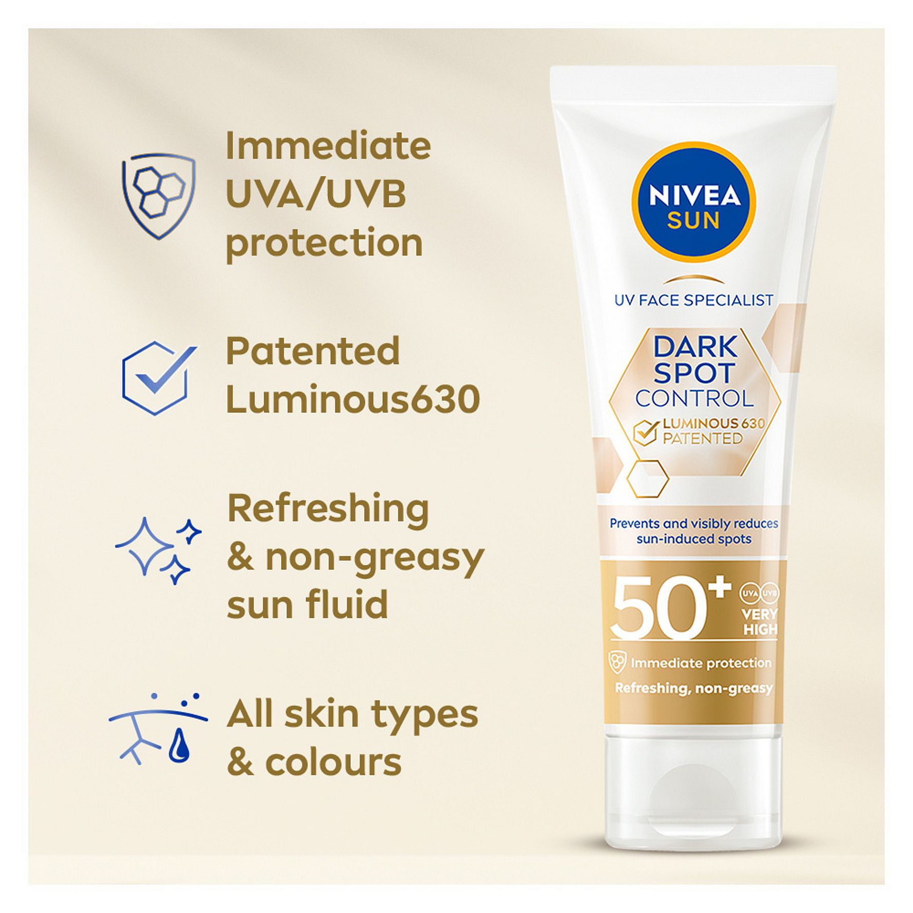 Køb Luminous Sun Fluid SPF 50 40 ml fra NIVEA - Matas