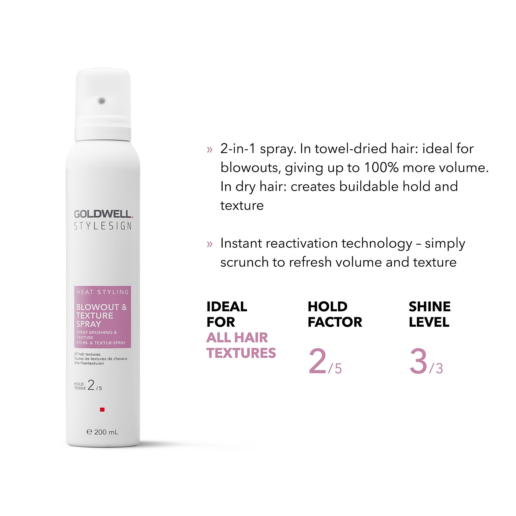 Køb Blowout & Texture Spray 200 ml fra GOLDWELL - Matas