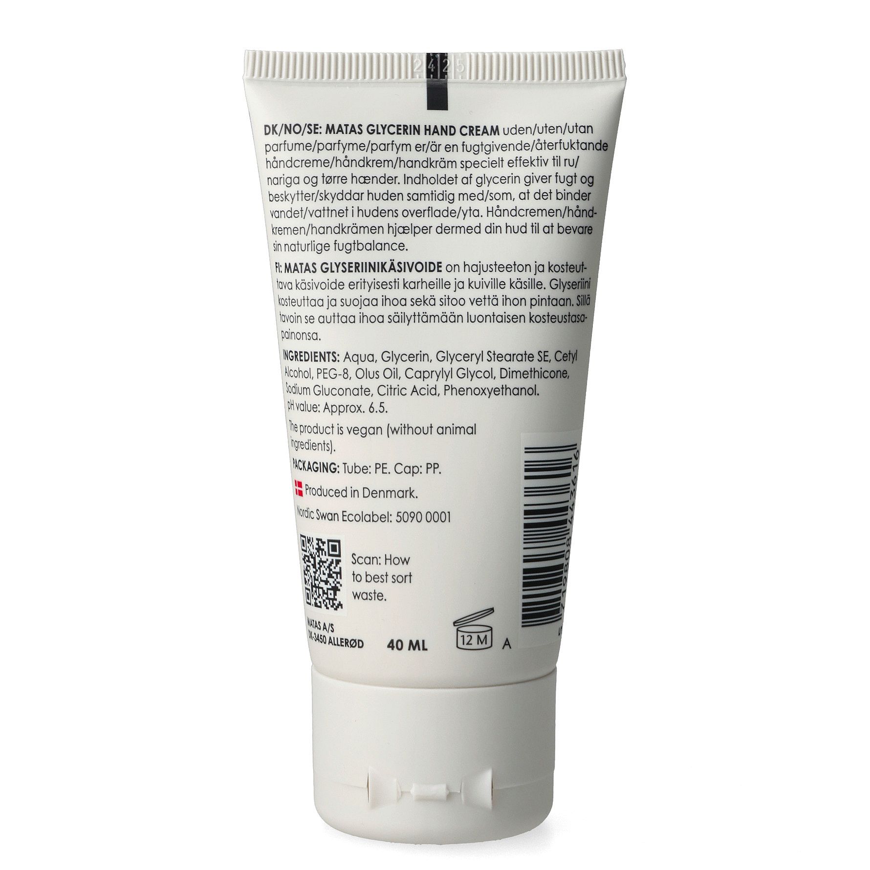 Glycerine Hand Creme No perfume 40 ml - Matas Striber - KICKS