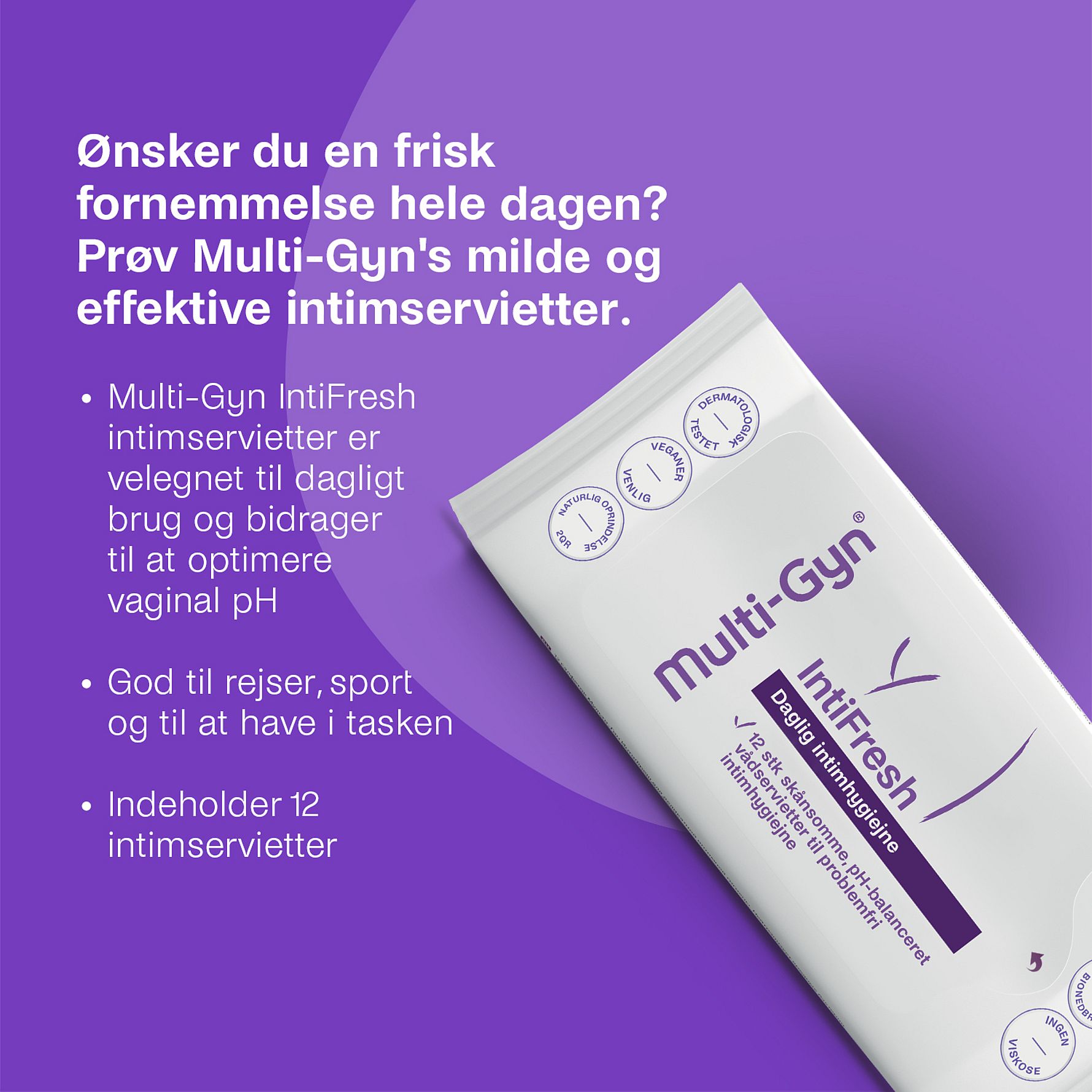 Køb IntiFresh Intime Vådservietter 12 stk. fra Multi-Gyn - Matas