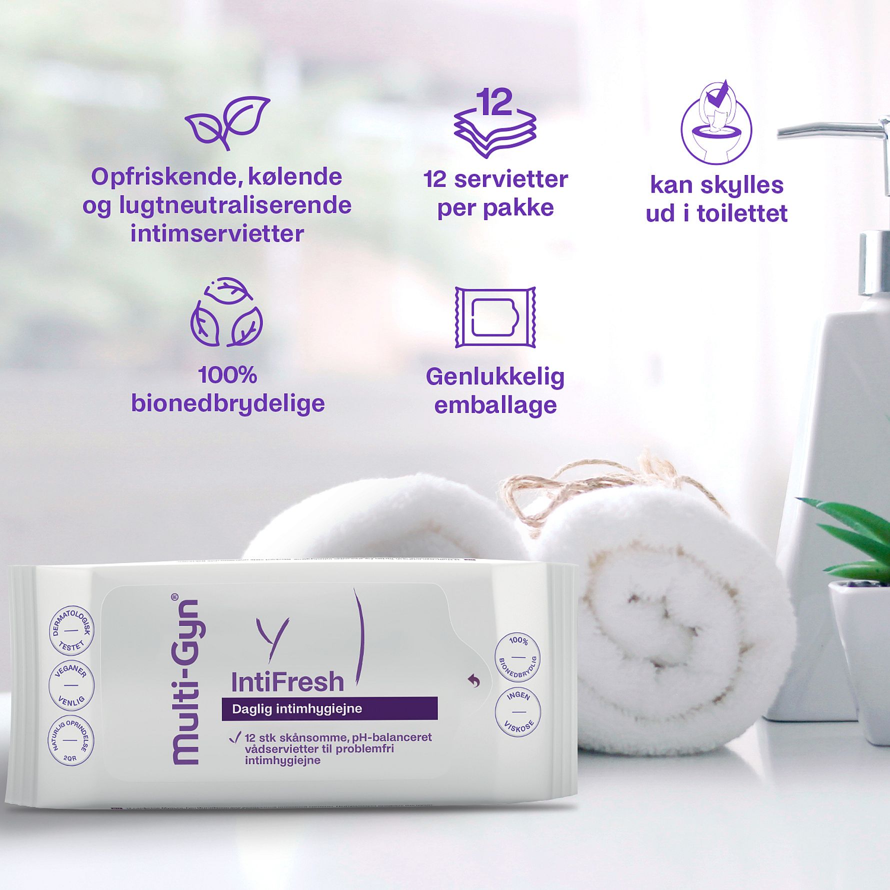 Køb IntiFresh Intime Vådservietter 12 stk. fra Multi-Gyn - Matas