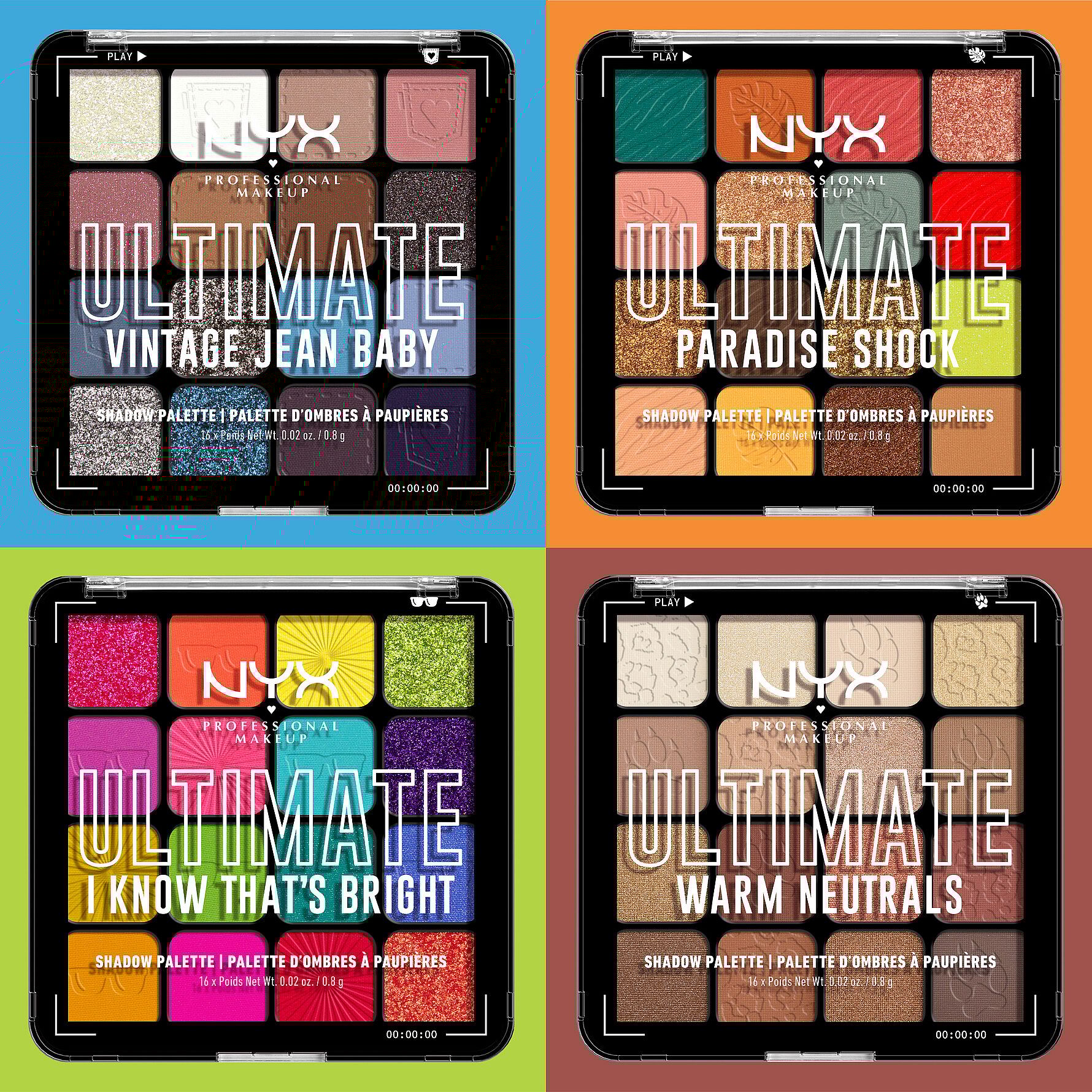 Køb Ultimate Shadow Palette 16-Pan I Know Thats Bright fra NYX PROFESSIONAL MAKEUP - Matas