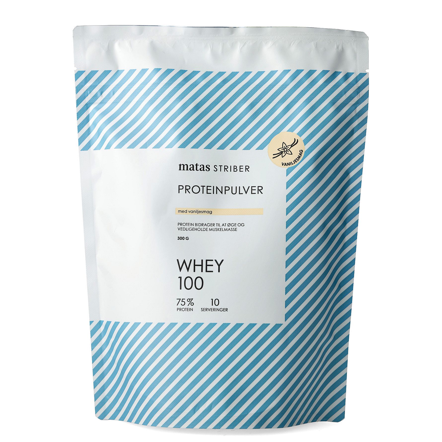 Køb Whey 100 Proteinpulver Vanilje/ 300 g fra Matas Striber - Matas