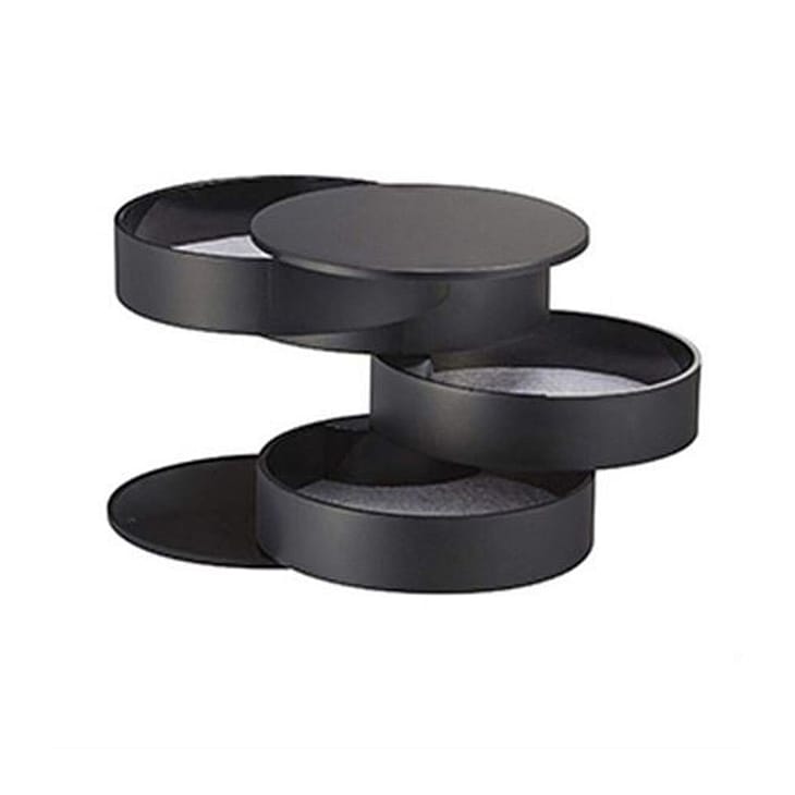 Køb Roterbar Rundt Smykkeskrin Organizer Med 4 Rum Sort fra UNIQ - Matas