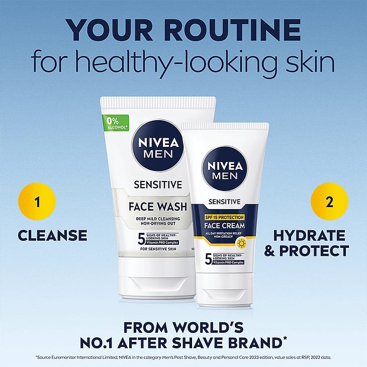 Køb Men Sensitive Face Moisturiser SPF 15 75 ml fra NIVEA - Matas