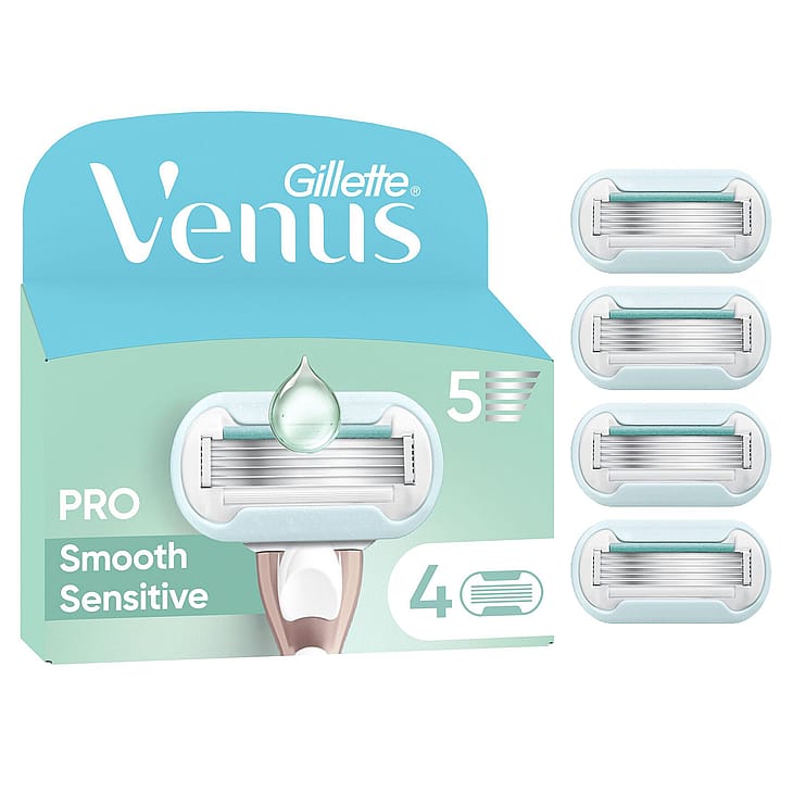 Køb Venus Pro Smooth Sensitive Barberblade 4ct fra Gillette - Matas