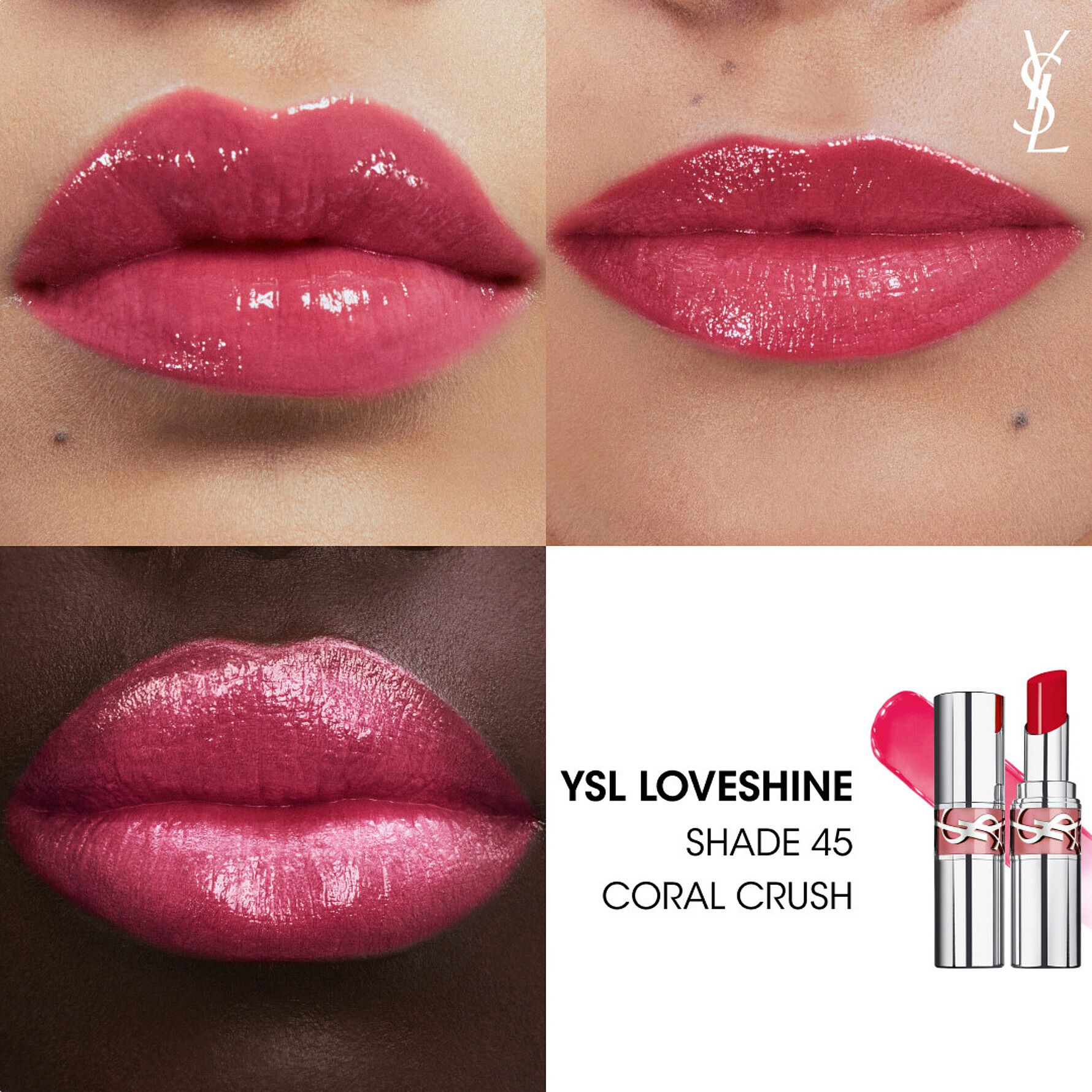 Køb YSL Loveshine Wet Shine Lipstick 45 Coral Crush fra Yves Saint ...