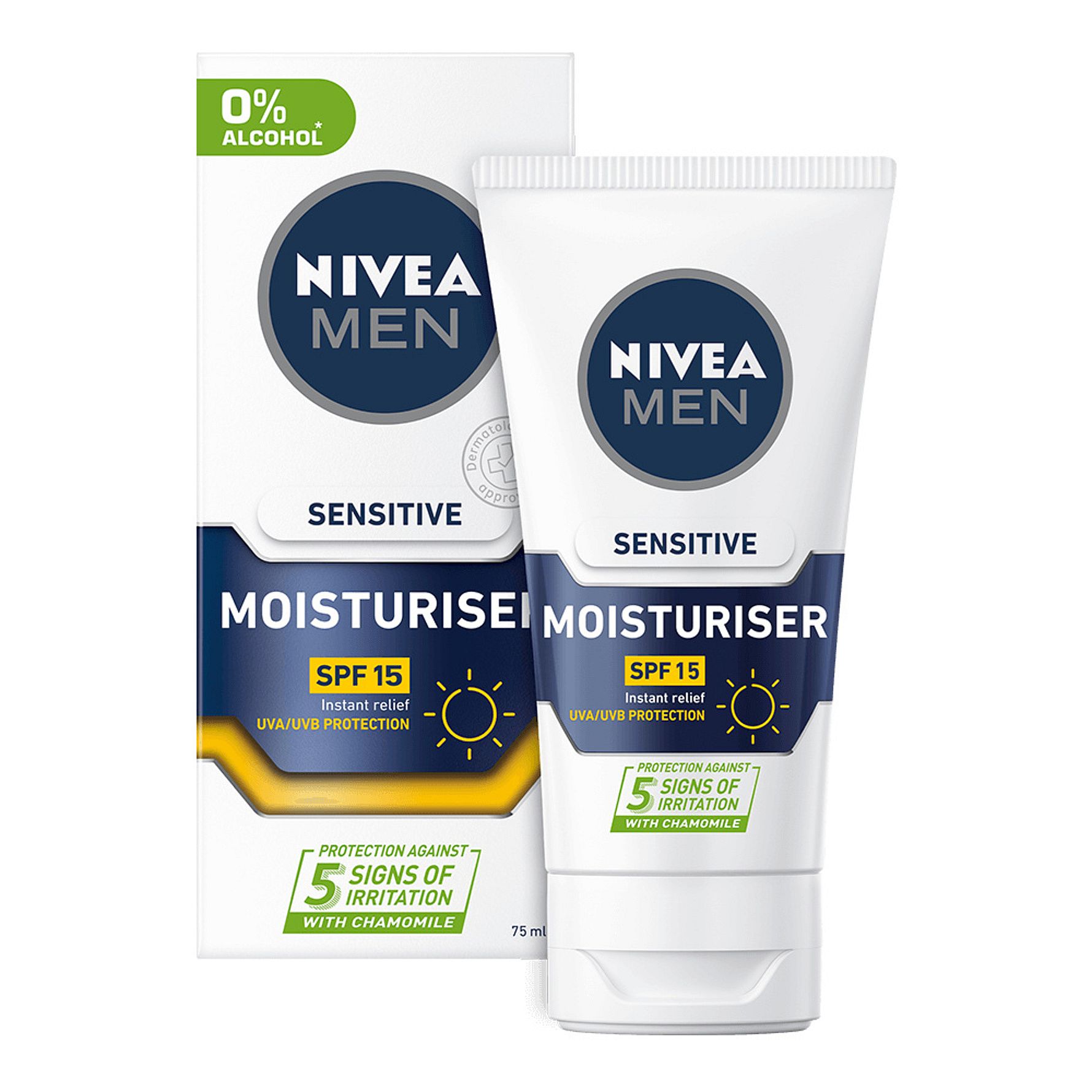 Køb Men Sensitive Face Moisturiser SPF 15 75 ml fra NIVEA - Matas