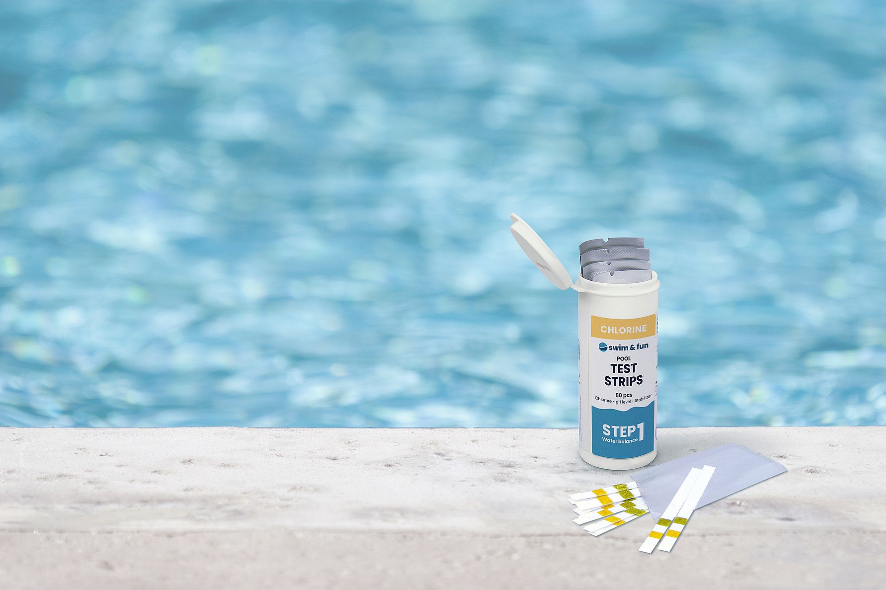 Køb Test Strips Chlorine/pH/Stabilizer 50 stk fra Swim & Fun - Matas