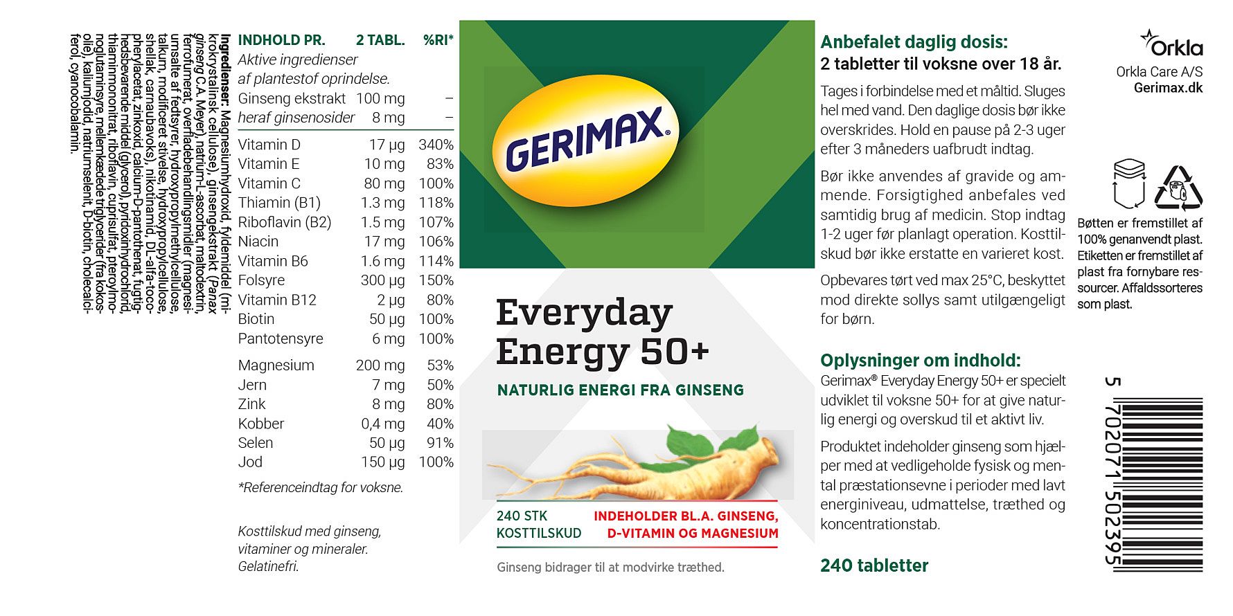 Køb Everyday Energy (50+) 240 tabl. fra Gerimax - Matas